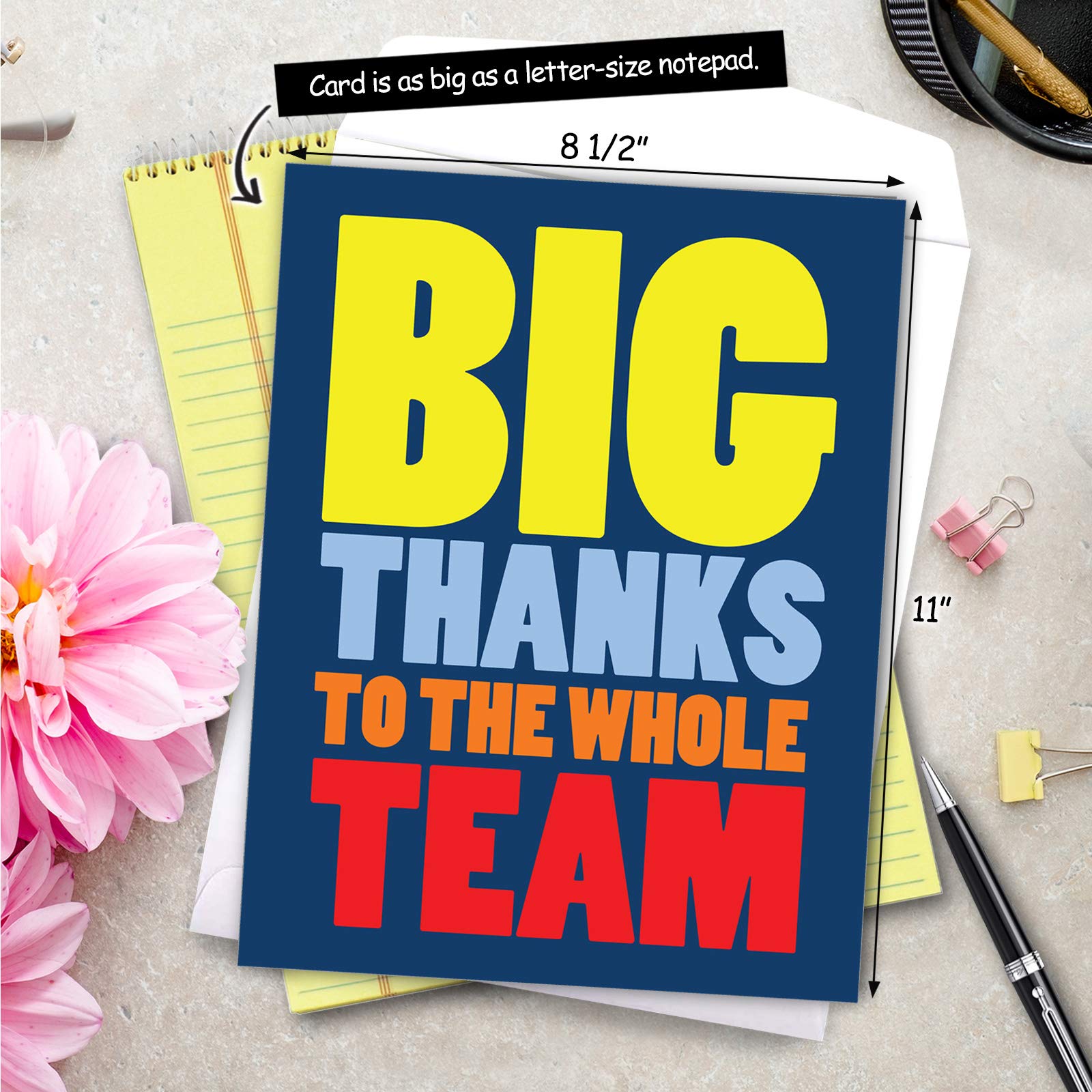 NobleWorks - Jumbo Thank You Greeting Card (Team) 8.5 x 11 Inch with Envelope (1 Pack) Large To The Whole Team J9150TYG