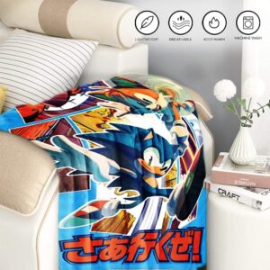 JUST FUNKY Sonic The Hedgehog Merch | Sonic The Hedgehog Fleece Throw Blanket & Vanilla Air Freshener Gift Set | Sonic and Tails Throw Blanket | 45 x 60 Inches | Officially Licensed Product