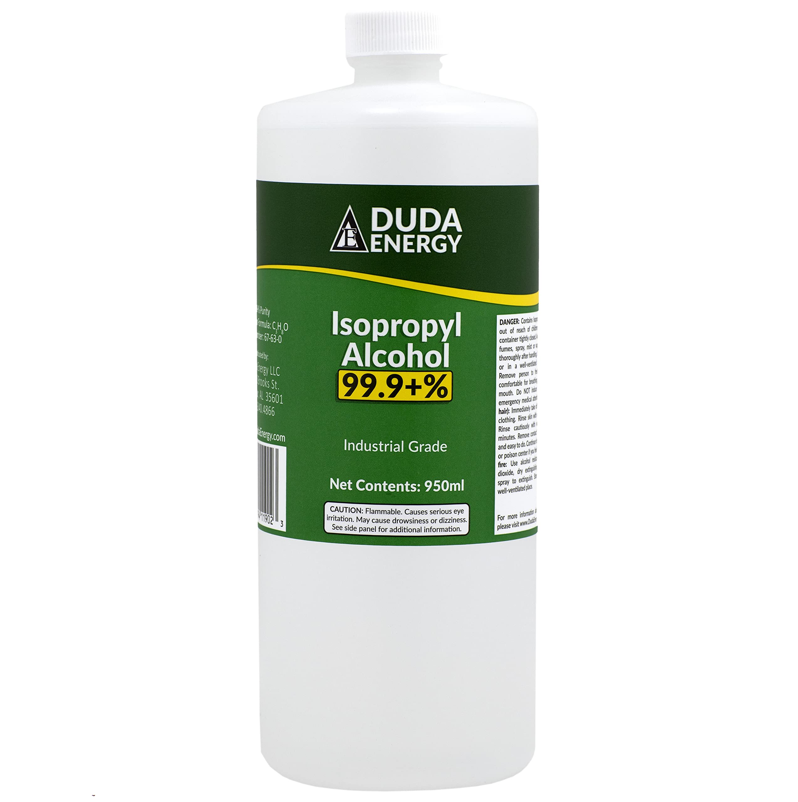 Duda Energy 4 x 950ml Bottles of 99.9+% Pure Isopropyl Alcohol Industrial Grade IPA Concentrated Rubbing Alcohol 1 Gallon Total, Clear, 32.12 Fl Oz (Pack of 4), 128.4 Fl Oz