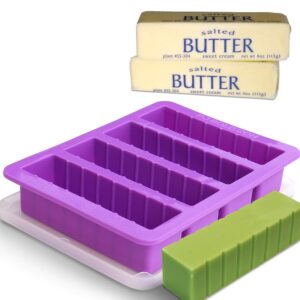 pj bold silicone butter mold tray with lid, blue