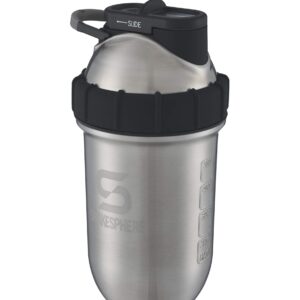 SHAKESPHERE Steel Protein Shaker Bottle - Insulated, BPA-Free, 24oz - Leak-Proof, Easy to Clean, No Mixer Ball Needed - Keeps Drinks Hot & Cold - Ideal for Shakes & Smoothies (Steel)