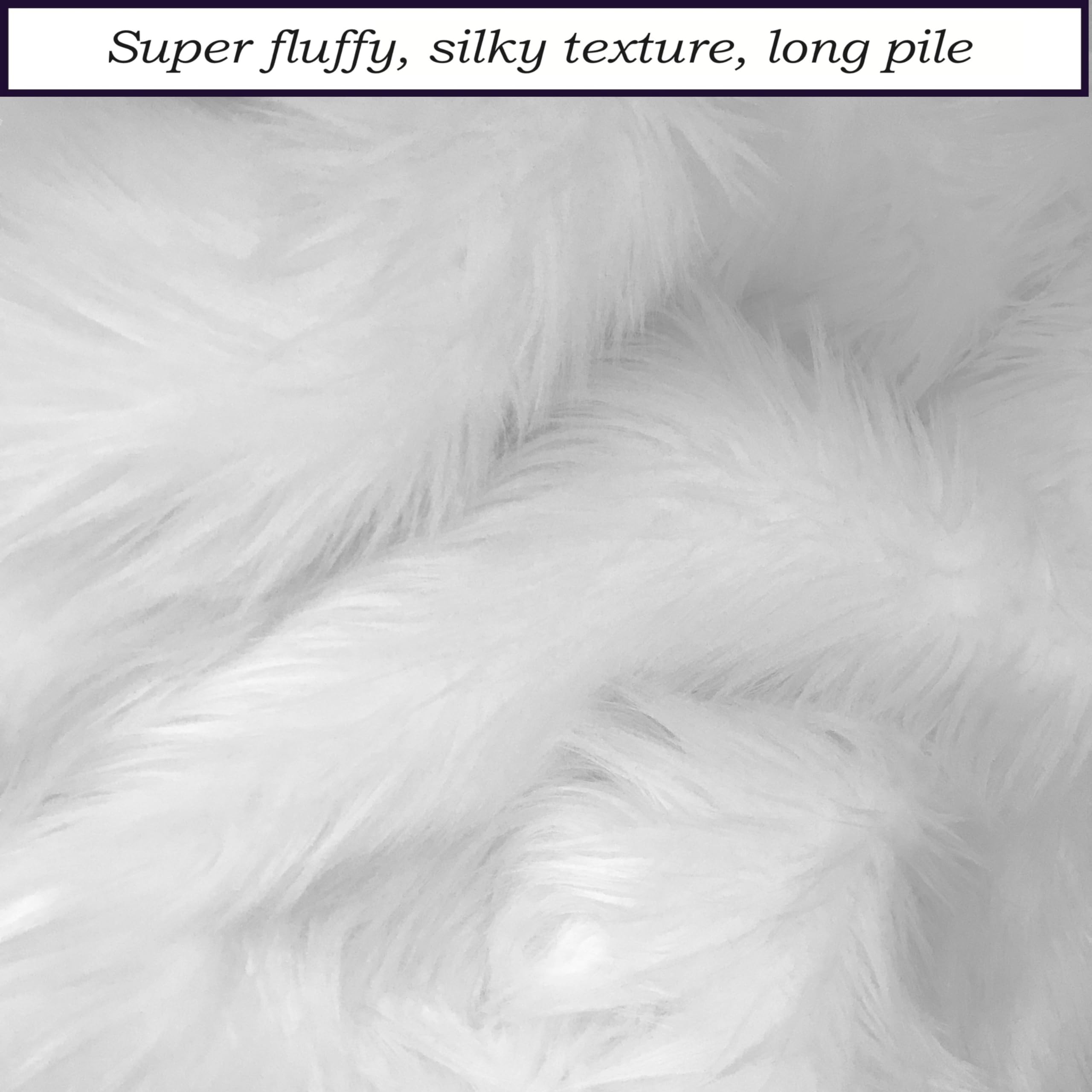 Bianna White Faux Fur Fabric, by The Yard, American Seller, Luxury Shag Shaggy Material for Crafting, Sewing, Costumes, Fursuits, Home Decor… (12x12 inches)