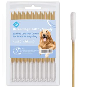 hzran cotton buds for dogs, 6 inch cotton buds for large dog ears, lengthen cotton swabs for cleaning dogs ears, apply medicine, clean wound, bamboo cotton buds for large dog(50 pieces)