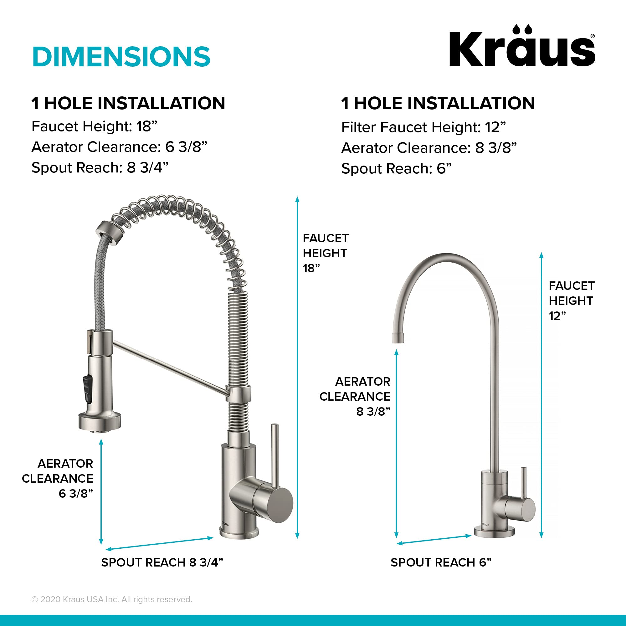 KRAUS Bolden Commercial Style Pull-Down Kitchen Faucet and Purita Water Filter Faucet Combo in Chrome, KPF-1610-FF-100CH