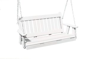 ecommersify inc poly lumber mission porch swing everlasting polytuf hdpe- amish crafted - made in usa - solid color (4ft, white)