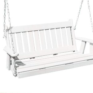 ECOMMERSIFY INC Poly Lumber Mission Porch Swing Everlasting PolyTuf HDPE- Amish Crafted - Made in USA - Solid Color (4FT, White)