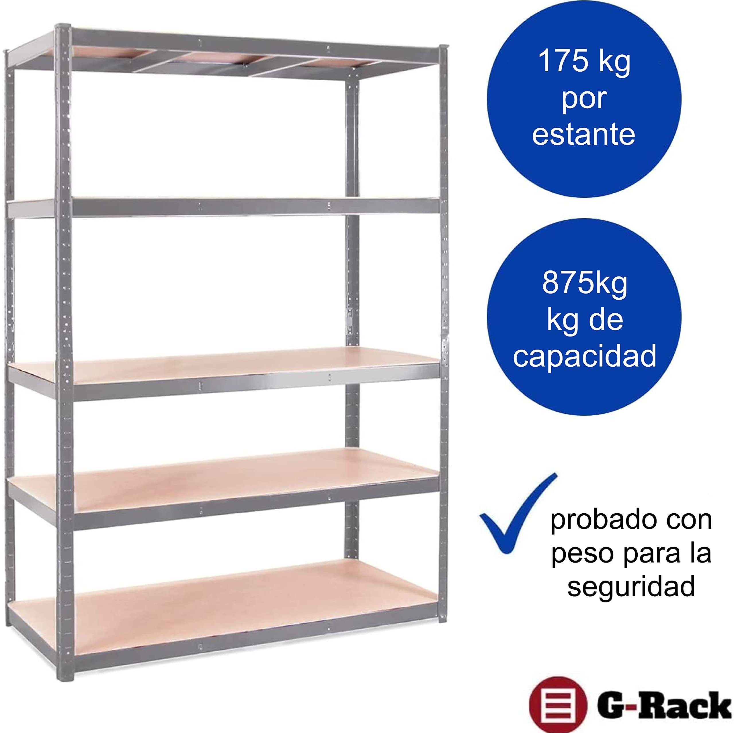 G-Rack Garage Shelving Unit - 70” x 35” x 24” | Single Bay, Grey 5 Tier Unit | 386lbs Load Weight Per Tier (1929lbs Per Unit) | Home, Office, Garage Business Use | Garage Storage Shelves