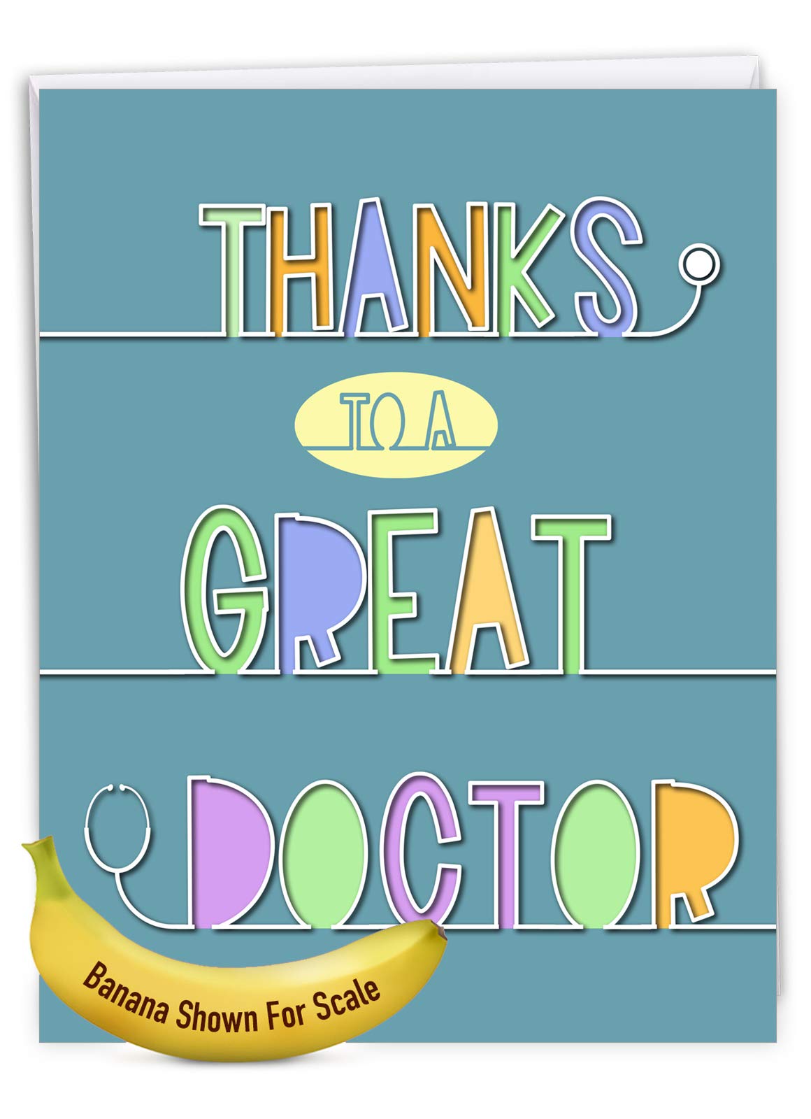 NobleWorks - Jumbo Thank You Card for Nurse and Doctor (8.5 x 11 Inch) - Big Gratitude Greeting Card with Envelope, Health Care Worker - Doctor Gratitude J9151TYG