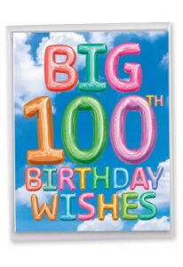 the best card company - 100th birthday card with envelope (8.5 x 11 inch) - 100 years old, big stationery birthday greeting- inflated messages milestones 100 (not actual balloons) j5651hmbg-us