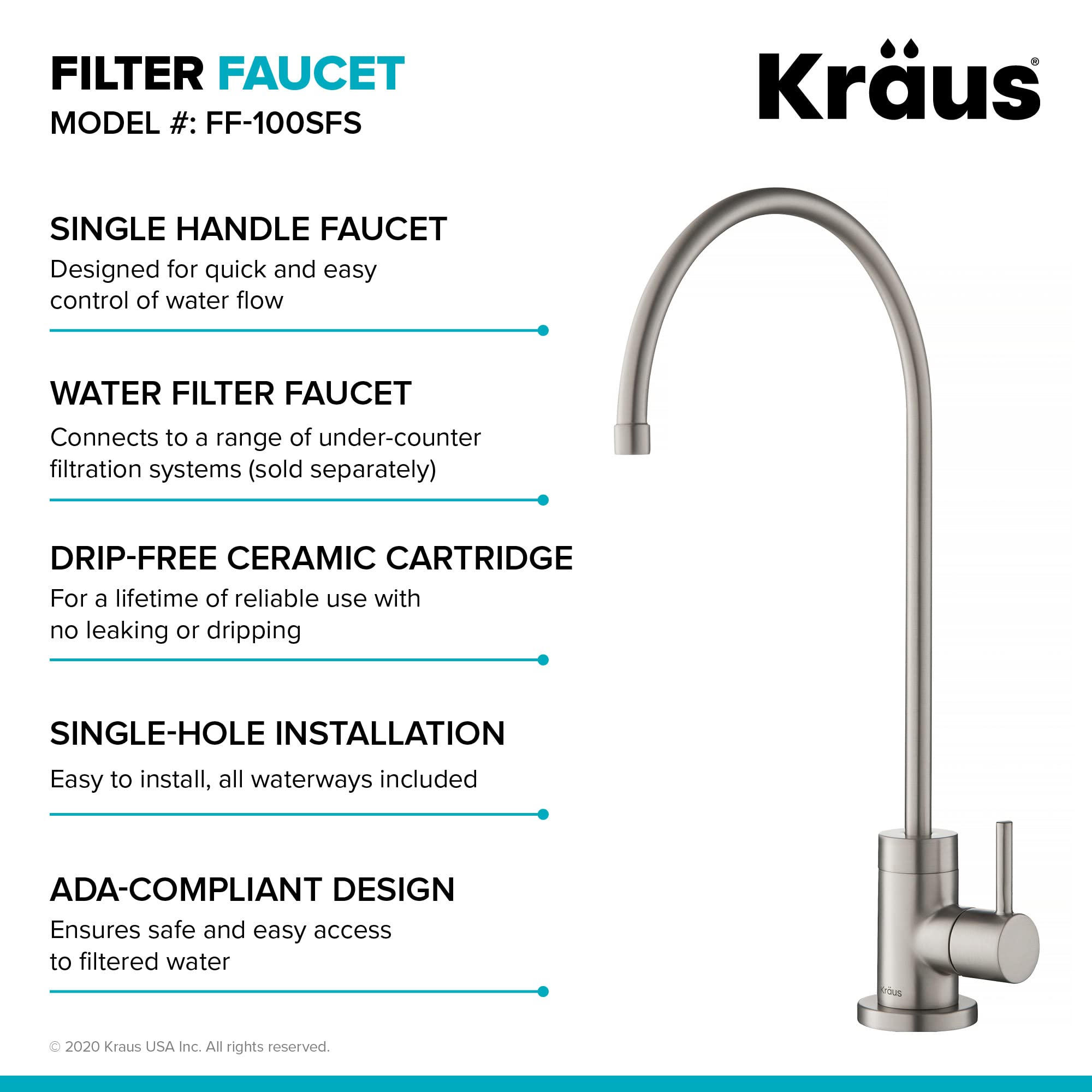 KRAUS Bolden Commercial Style Pull-Down Kitchen Faucet and Purita Water Filter Faucet Combo in Chrome, KPF-1610-FF-100CH