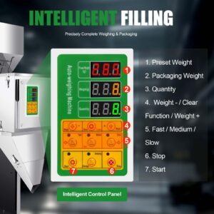 Filling Machine, 110V 10~999g Automatic Racking & Filling Machine Heavy Duty Particle Weighing Filler for Beans Tea Seed Grain