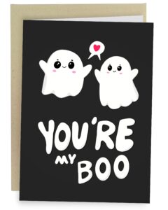 you're my boo funny ghost anniversary cards for husband or wife - cute valentine's day card - romantic birthday card for boyfriend or girlfriend - i love you spooky halloween card for him or her