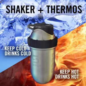 SHAKESPHERE Steel Protein Shaker Bottle - Insulated, BPA-Free, 24oz - Leak-Proof, Easy to Clean, No Mixer Ball Needed - Keeps Drinks Hot & Cold - Ideal for Shakes & Smoothies (Steel)