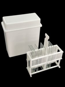 muhwa white 24 places microscope slides staining rack and jar, polypropylene