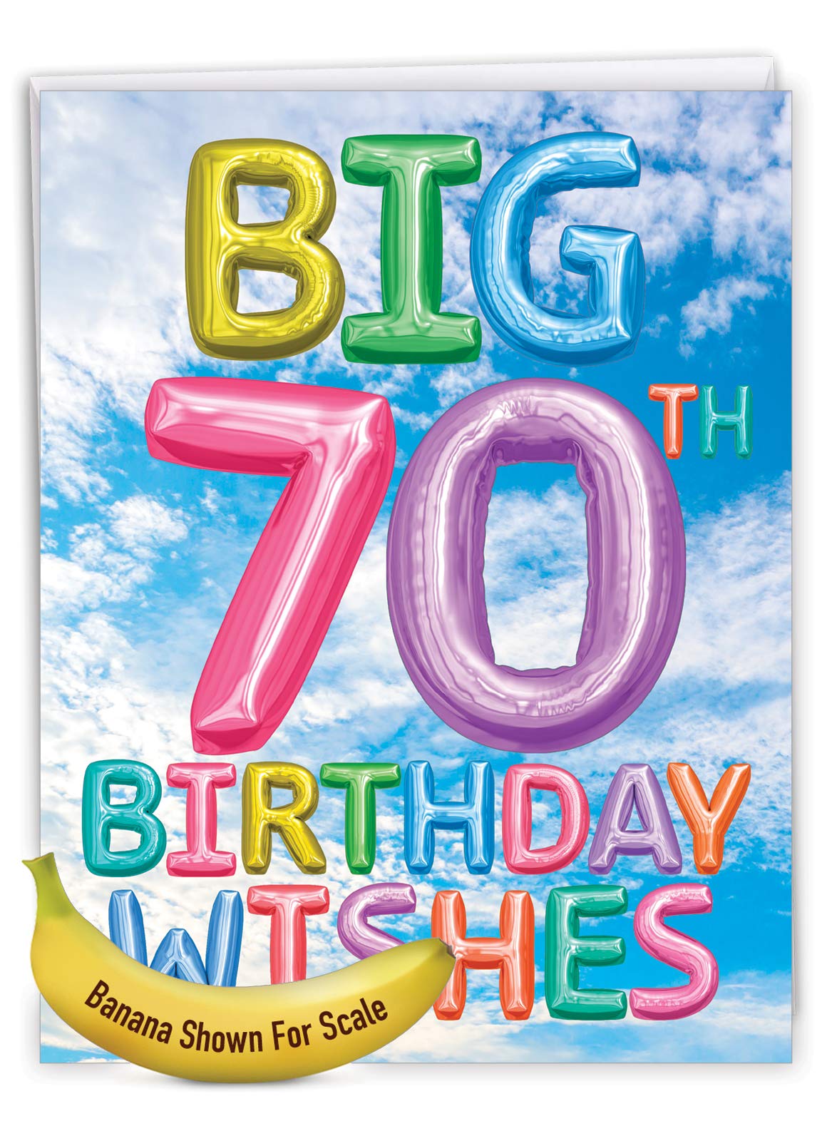 The Best Card Company - 70th Jumbo Birthday Greeting Card (8.5 x 11 Inch) - 70 Years Old Celebration, From All of Us (Not 3D or Layered) - Inflated Messages Milestones 70 J5651EMBG-US