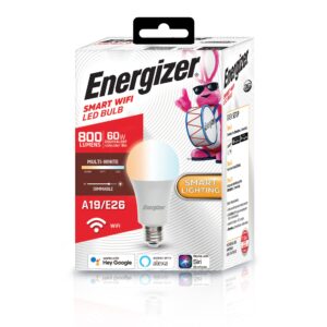 Energizer Connect Smart A19 LED Multi White Light Bulb with Voice Control and Remote Access Through Your Smartphone | Compatible with Alexa and Google Assistant, 4 Pack