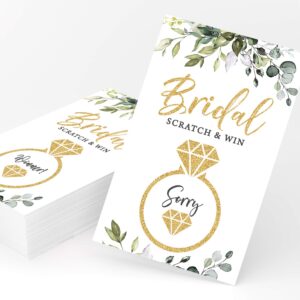 Printed Party Bridal Shower Games – Scratch Off Raffle Cards, Fun Wedding Shower Game, Botanical Eucalyptus Theme, 30 Cards & Stickers