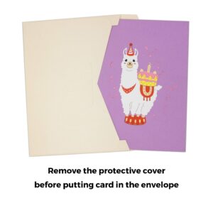 Ribbli Birthday Cards, Llama and Cake Pop Up Birthday Card, Alpaca Birthday Card for Men Women kids, with Envelope