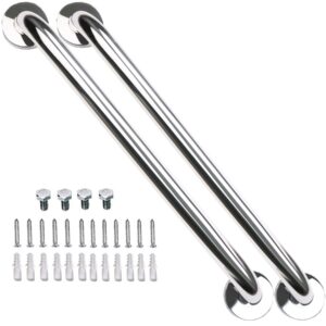 2 pack 40 inch shower grab bar, zuext sus304 stainless steel chrome bathroom grab bar handle, shower balance bar, safety hand rail support, handicap elderly senior assist bath handle(1.25" diameter)