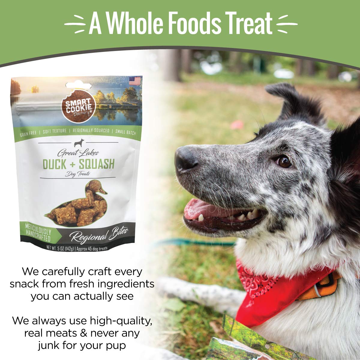 Smart Cookie All Natural Dog Treats - Duck & Squash - Training Treats for Dogs with Allergies or Sensitive Stomachs - Soft Dog Treats, Grain Free Dog Treats, Chewy, Human-Grade, Made in USA - 5oz Bag