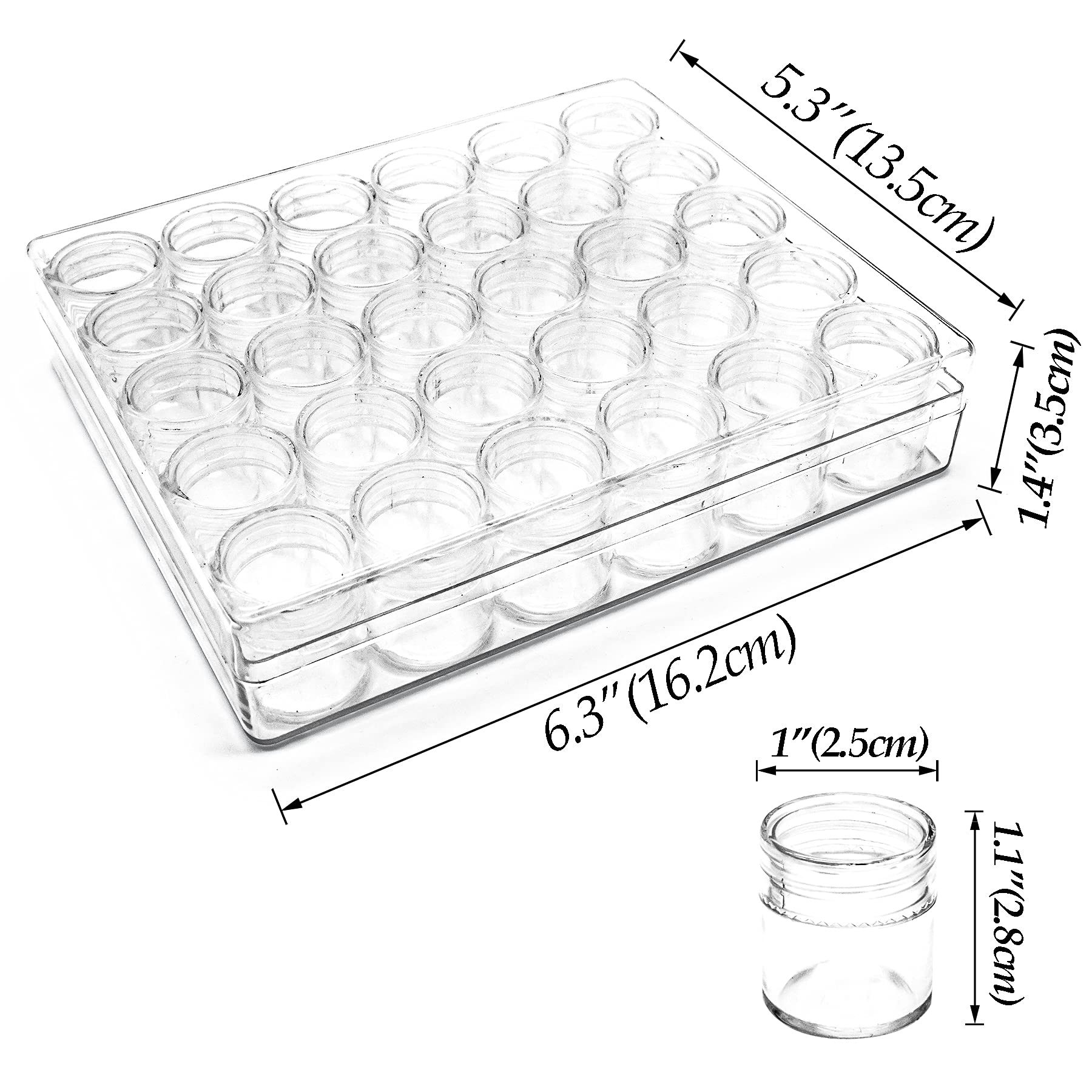 Famgee 30 Bottles Small Clear Plastic Bead Storage Containers with Lid Jewelry Diamond Embroidery Storage Box Organizer Holder Nail Arts Display Sewing Cosmetic Nail Glitter Powder