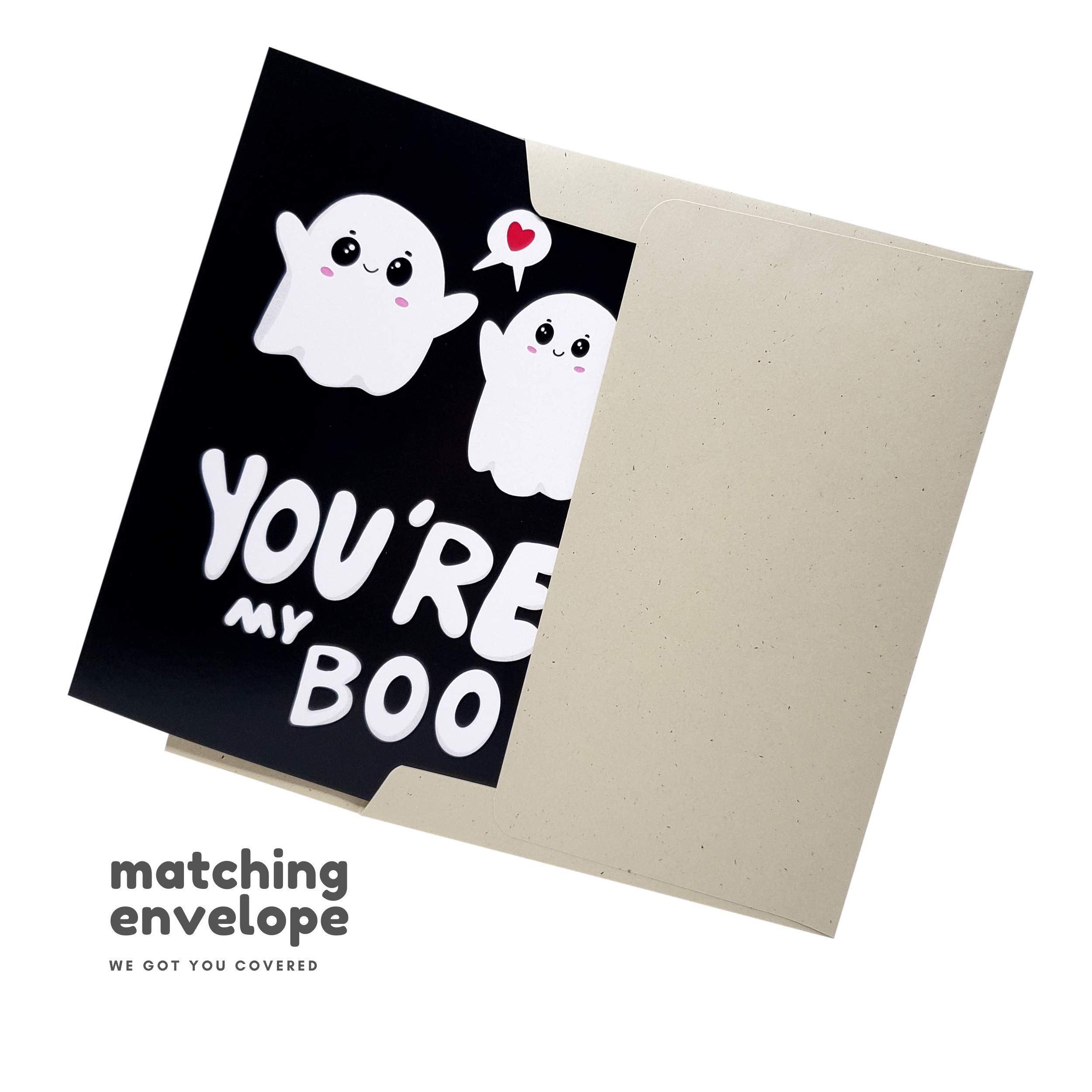 You're My Boo Funny Ghost Anniversary Cards for Husband or Wife - Cute Valentine's Day Card - Romantic Birthday Card for Boyfriend or Girlfriend - I Love You Spooky Halloween Card for Him or Her