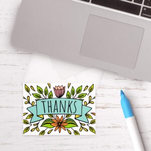 Thank You Coloring Note Cards / 24 Color Yourself Grateful Cards With Envelopes / 6 Floral Appreciation Designs / 3 1/2" x 4 7/8" Black White Coloring Gratitude Notes