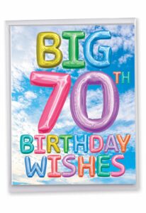 the best card company - 70th jumbo birthday greeting card (8.5 x 11 inch) - 70 years old celebration, from all of us (not 3d or layered) - inflated messages milestones 70 j5651embg-us