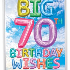 The Best Card Company - 70th Jumbo Birthday Greeting Card (8.5 x 11 Inch) - 70 Years Old Celebration, From All of Us (Not 3D or Layered) - Inflated Messages Milestones 70 J5651EMBG-US