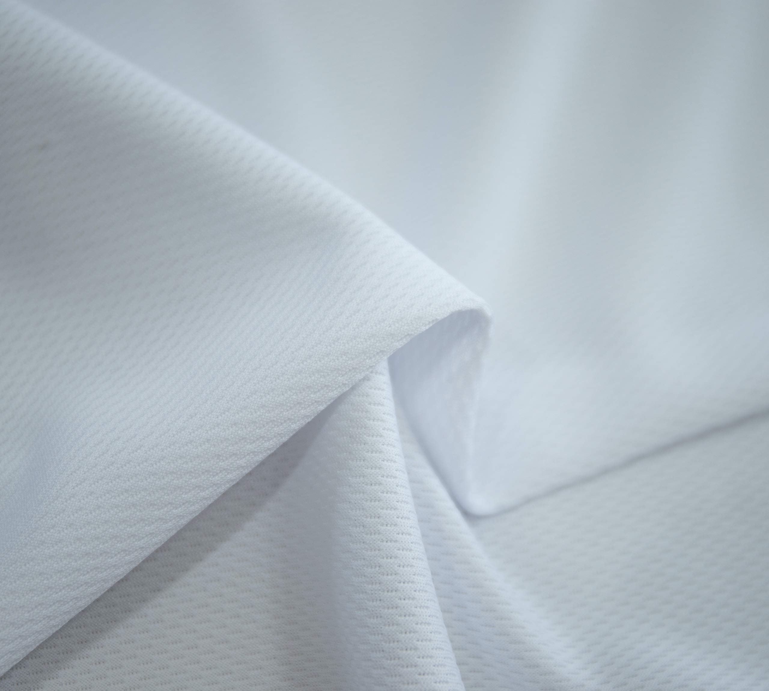 UNOMEGA 100% Polyester Birdseye/Mock Mesh/Flat Back/Eyelet Mesh/Pique Sports Athletic White Knit Fabric by The Yard