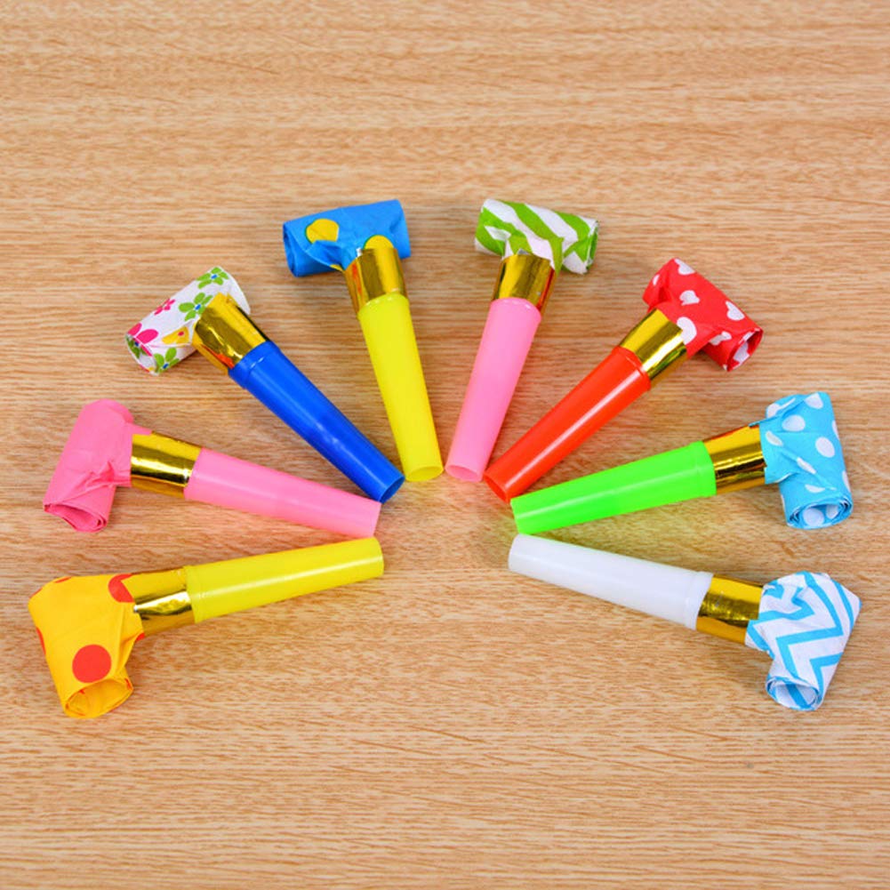 24 Pieces Party Blower Noisemakers Blowouts Whistles Party Squawkers Fringed Noise Maker Blowouts Noisemakers Funny Party Blowouts Blowers Musical Blowouts Party Horns Noisemakers, Random Color