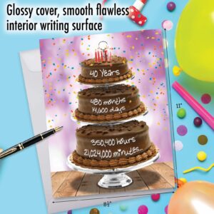 NobleWorks - 40th Jumbo Birthday Greeting Card (8.5 x 11 Inch) - Funny Card for 40 Year Olds, Milestone Notecard from All of Us - Year Time Count 40 J9091MBG-US