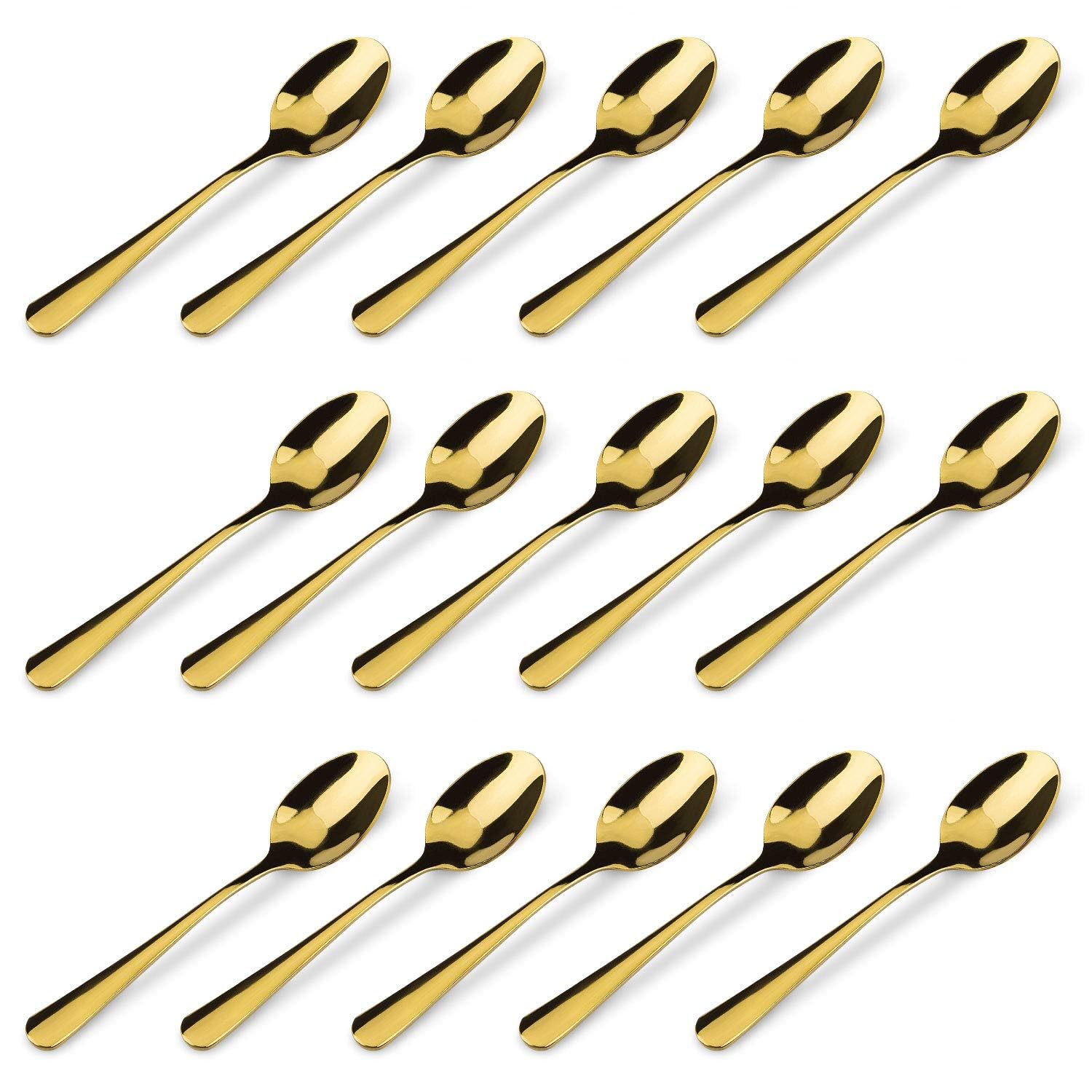 15 Packs Demitasse Espresso Spoons, 4.3 Inch Mini Gold Coffee Spoon, Stainless Steel Small Spoons for Dessert