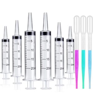 20ml syringe for liquid - syringes without needle - 20 ml sterile packed plastic syringe with dropper for medicine student lab measuring liquids and pet feeding oral food, jello shot ( 6 pack )