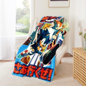 JUST FUNKY Sonic The Hedgehog Merch | Sonic The Hedgehog Fleece Throw Blanket & Vanilla Air Freshener Gift Set | Sonic and Tails Throw Blanket | 45 x 60 Inches | Officially Licensed Product