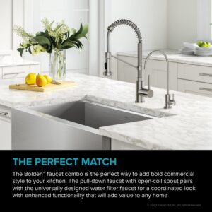 KRAUS Bolden Commercial Style Pull-Down Kitchen Faucet and Purita Water Filter Faucet Combo in Chrome, KPF-1610-FF-100CH