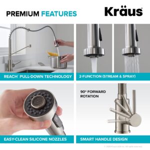 KRAUS Bolden Commercial Style Pull-Down Kitchen Faucet and Purita Water Filter Faucet Combo in Chrome, KPF-1610-FF-100CH