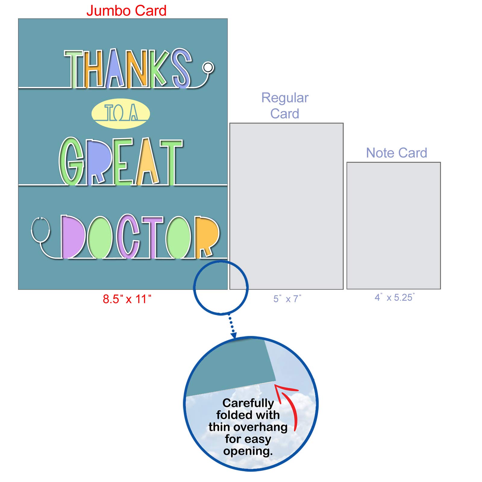 NobleWorks - Jumbo Thank You Card for Nurse and Doctor (8.5 x 11 Inch) - Big Gratitude Greeting Card with Envelope, Health Care Worker - Doctor Gratitude J9151TYG