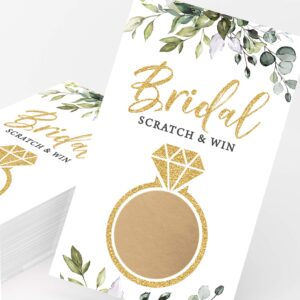 Printed Party Bridal Shower Games – Scratch Off Raffle Cards, Fun Wedding Shower Game, Botanical Eucalyptus Theme, 30 Cards & Stickers