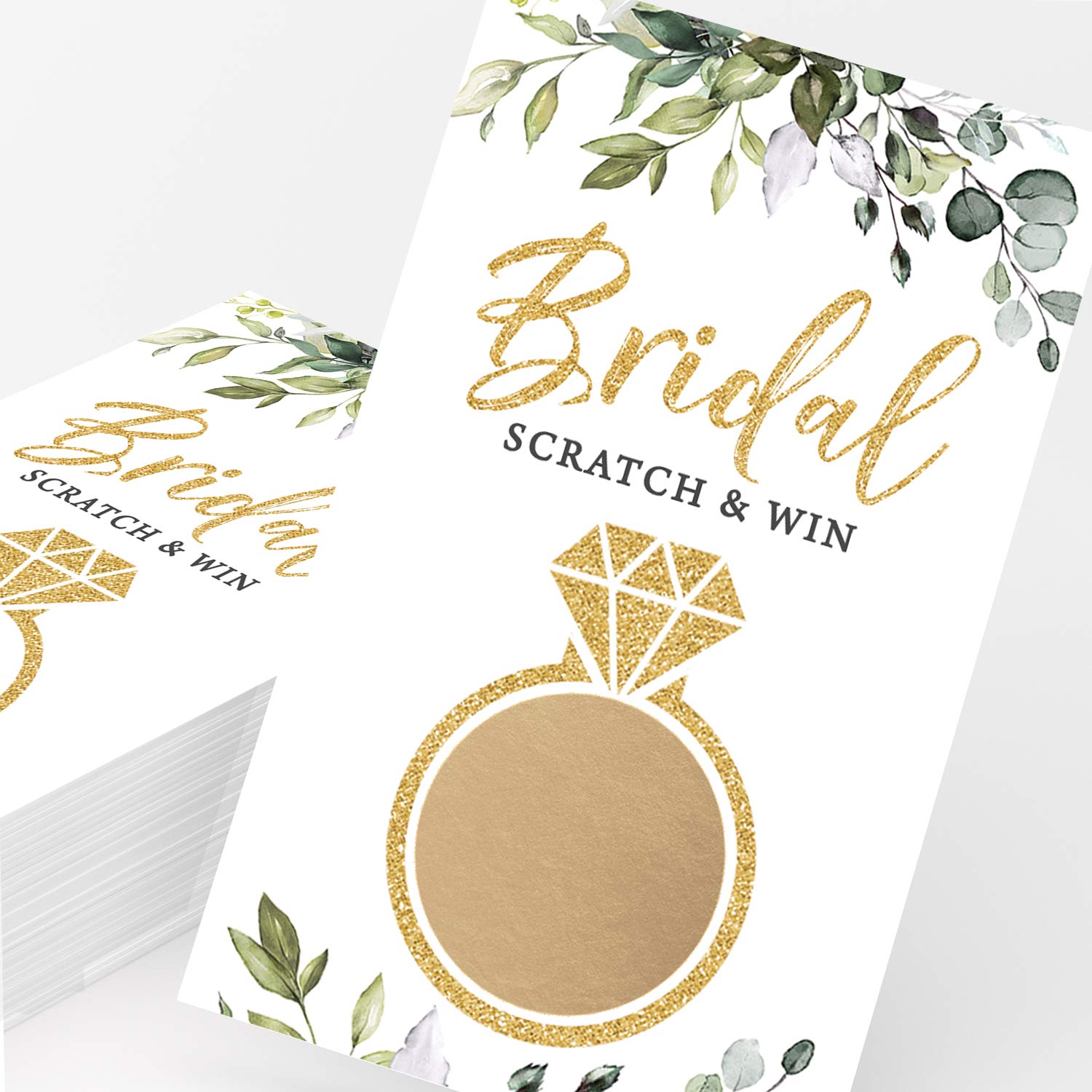 Printed Party Bridal Shower Games – Scratch Off Raffle Cards, Fun Wedding Shower Game, Botanical Eucalyptus Theme, 30 Cards & Stickers