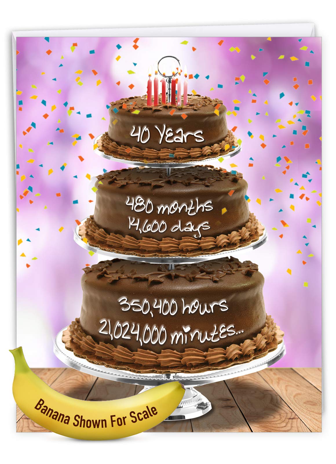 NobleWorks - 40th Jumbo Birthday Greeting Card (8.5 x 11 Inch) - Funny Card for 40 Year Olds, Milestone Notecard from All of Us - Year Time Count 40 J9091MBG-US