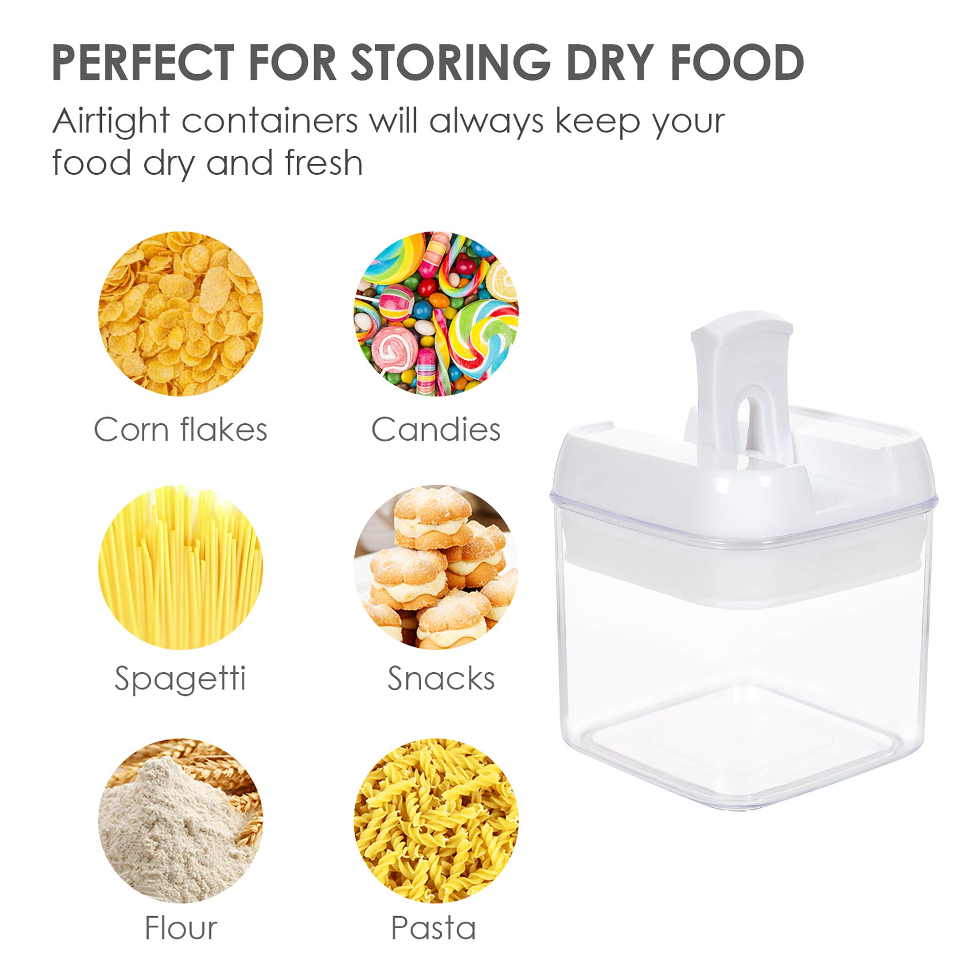 Vtopmart 6 PCS Airtight Food Storage Containers, BPA Free Plastic Snack Containers with Easy Lock Lids, for Kitchen Pantry Organization and Storage, Include 24 Labels, 0.5L