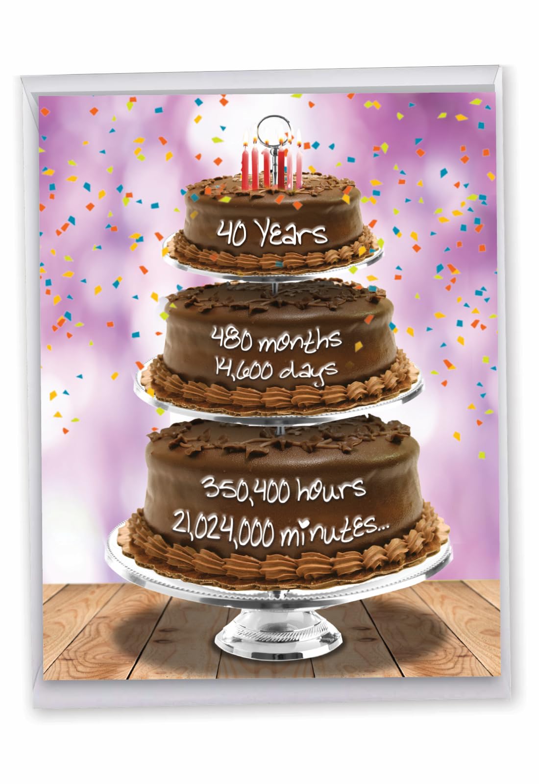 NobleWorks - 40th Jumbo Birthday Greeting Card (8.5 x 11 Inch) - Funny Card for 40 Year Olds, Milestone Notecard from All of Us - Year Time Count 40 J9091MBG-US