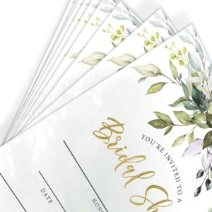 Printed Party Bridal Shower Invitations and Envelopes, Greenery, Set of 25