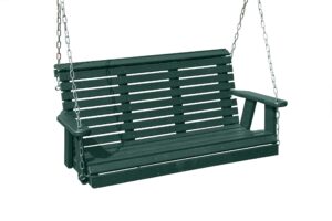 poly lumber roll back design porch swing everlasting polytuf hdpe- amish crafted - made in usa - solid color (4ft, green)