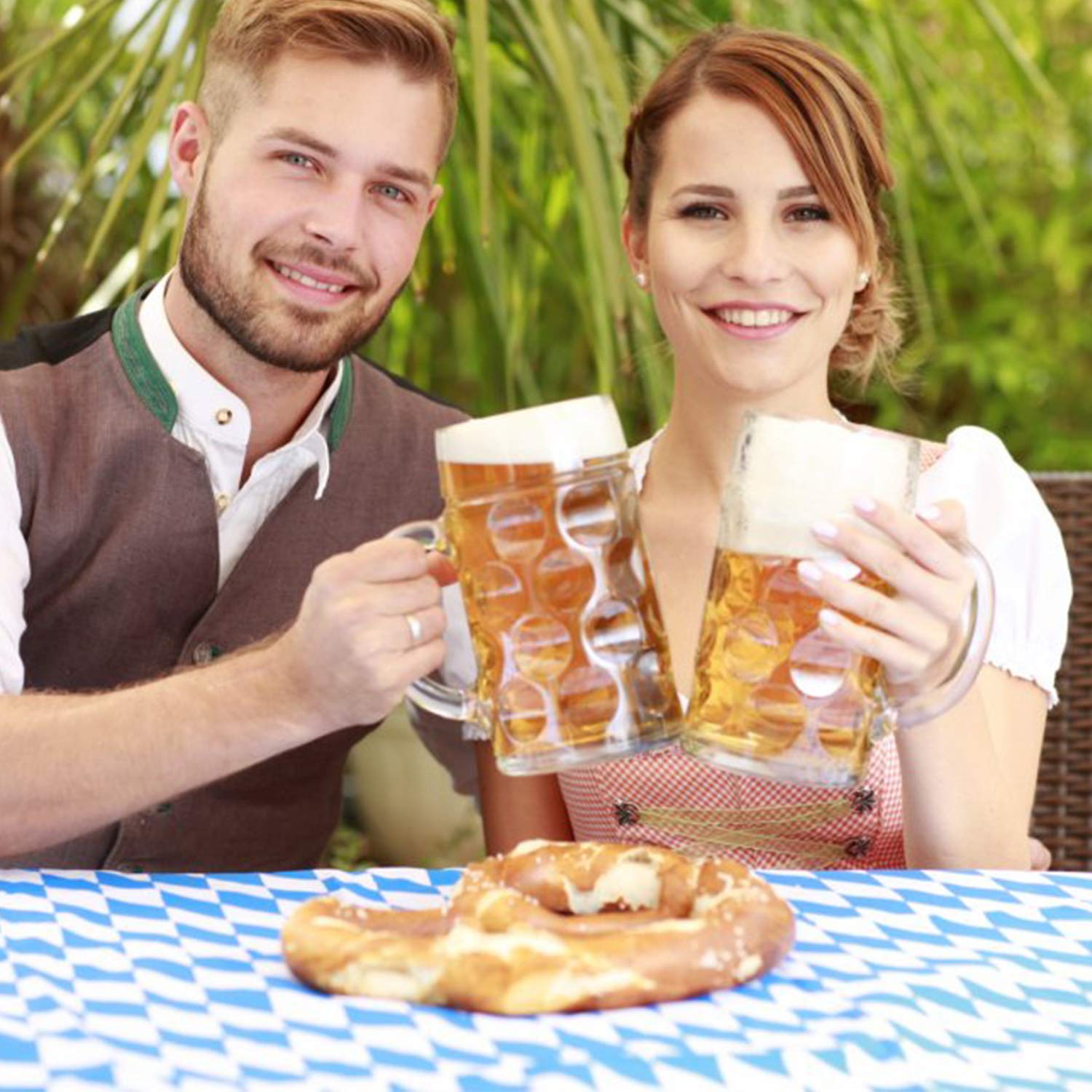 Iceyyyy 3 Pieces Oktoberfest Tablecover - 54" x 108" Oktoberfest Bavarian Flag Check Table Cloth Blue Diamonds Bavarian Tablecover for German Oktoberfest Themed Party Decorations