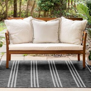 Unique Loom Outdoor Collection Area Rug - Anguilla (4' 1" x 6' 1" Rectangle, Charcoal/ Ivory)