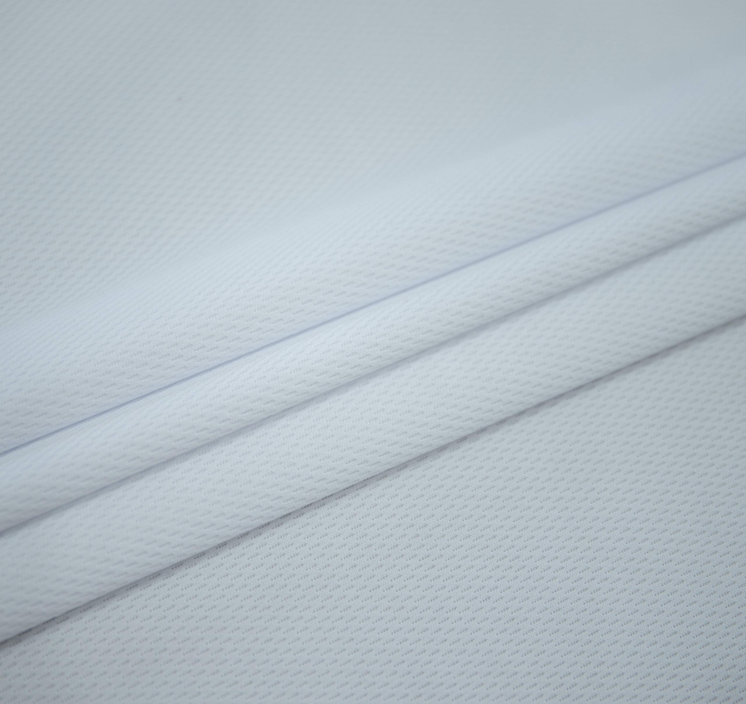 UNOMEGA 100% Polyester Birdseye/Mock Mesh/Flat Back/Eyelet Mesh/Pique Sports Athletic White Knit Fabric by The Yard