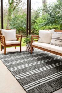 unique loom outdoor collection area rug - anguilla (4' 1" x 6' 1" rectangle, charcoal/ ivory)