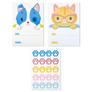 hallmark kids fill in the blank thank you cards assortment, dogs and cats (24 thank you notes and 40 stickers)